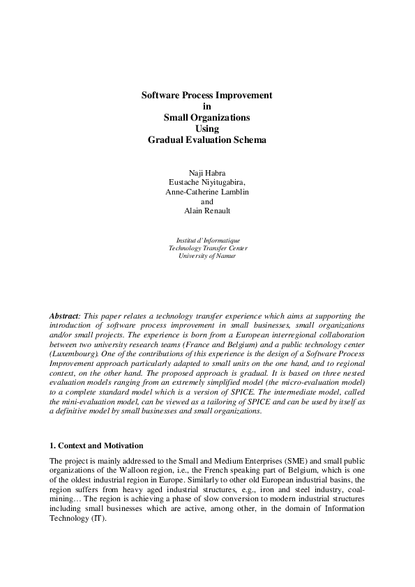 (PDF) Software Process Improvement