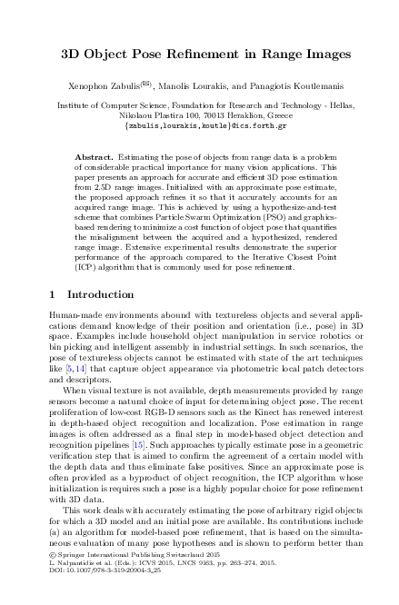 Pdf 3d Object Pose Refinement In Range Images