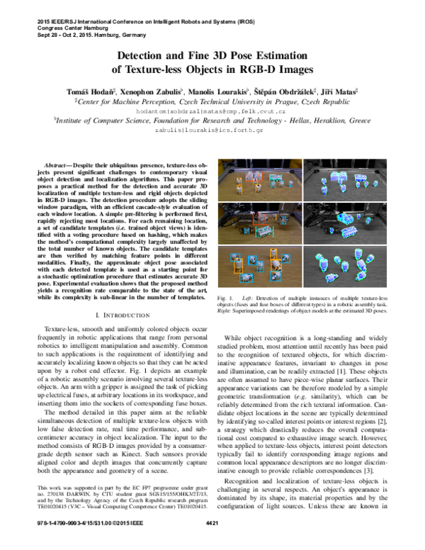 (PDF) Detection and fine 3D pose estimation of texture-less objects in RGB-D images