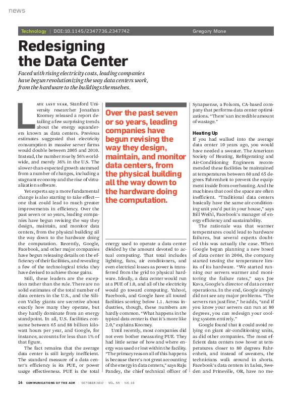 (PDF) Redesigning the data center