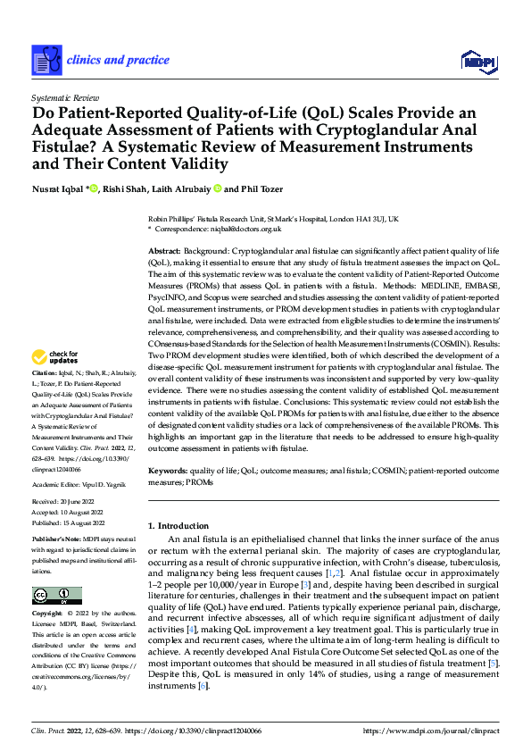 (PDF) Do Patient-Reported Quality-of-Life (QoL) Scales Provide an Adequate Assessment of ...