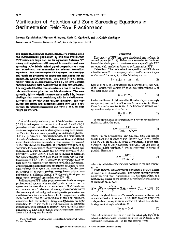 (PDF) Verification of retention and zone spreading equations in ...