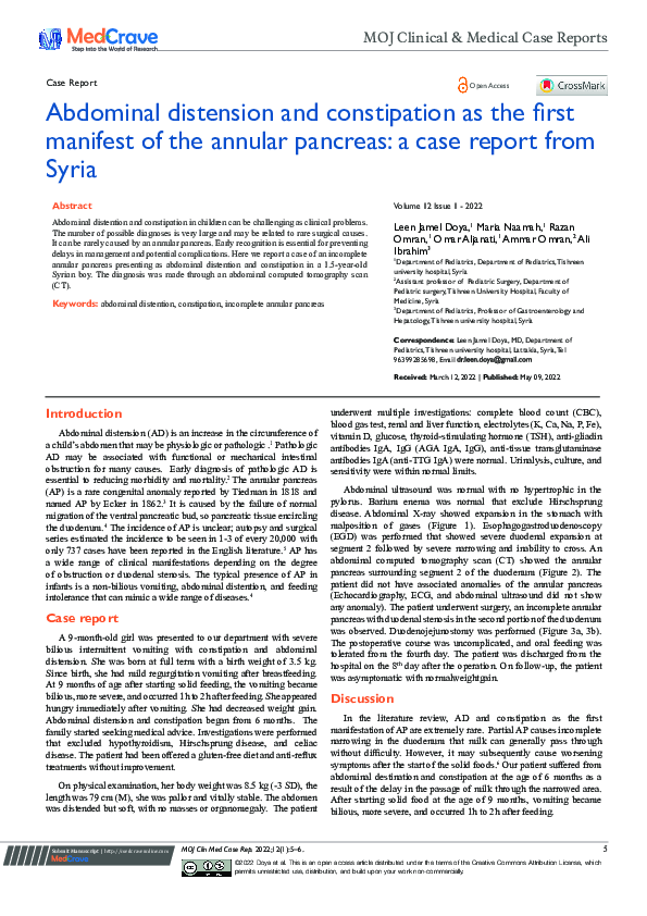 (PDF) Abdominal distension and constipation as the first manifest of ...