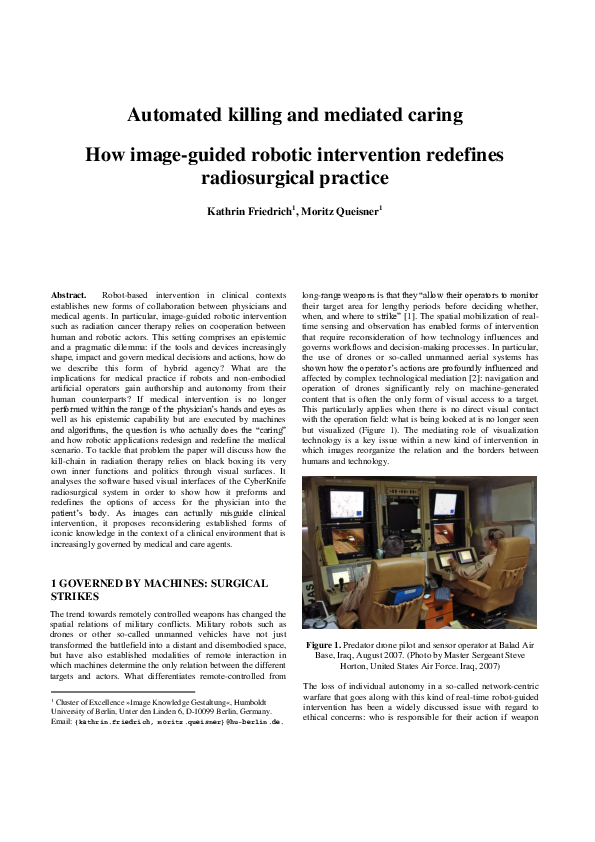 (PDF) Automated killing and mediated caring How image-guided robotic ...