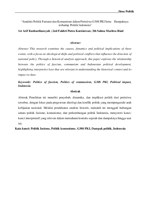 (PDF) Ilmu Politik "Analisis Politik Fasisme dan Komunisme dalam ...