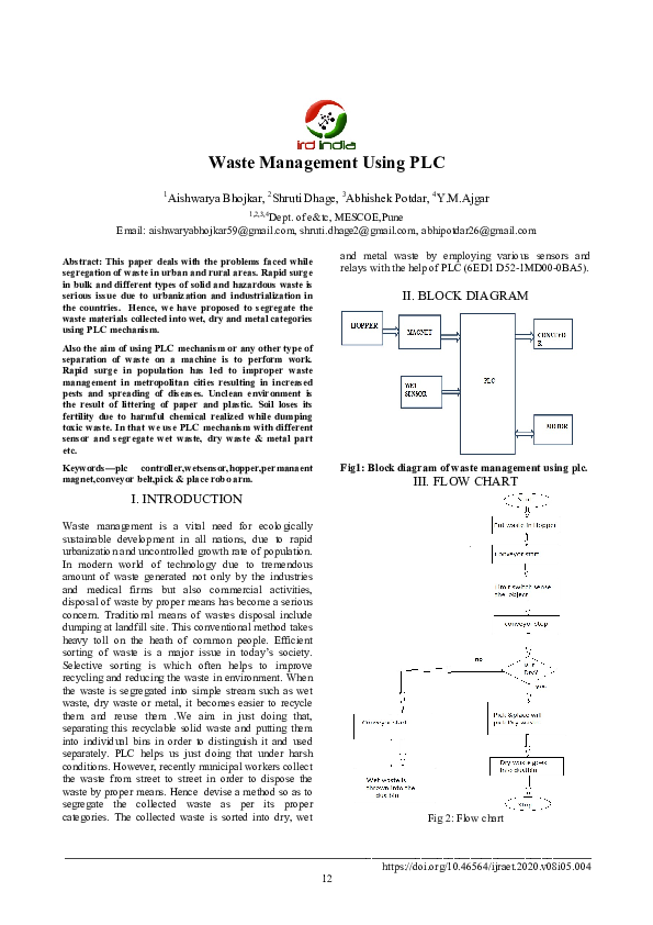 (PDF) Waste Management Using PLC