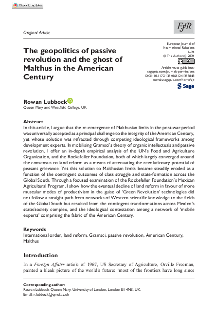 (PDF) The geopolitics of passive revolution and the ghost of Malthus in ...