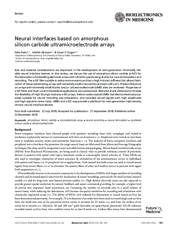 (PDF) Neural interfaces based on amorphous silicon carbide ...