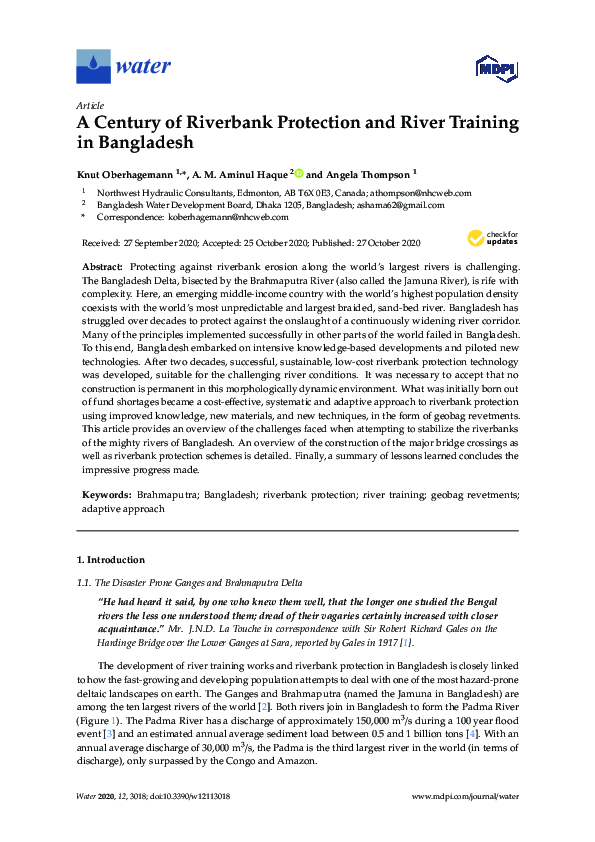 (PDF) A Century of Riverbank Protection and River Training in Bangladesh