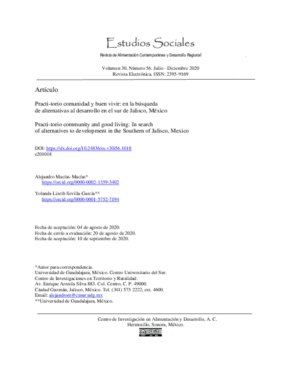 (PDF) Practi-torio comunidad y buen vivir: en la búsqueda de ...