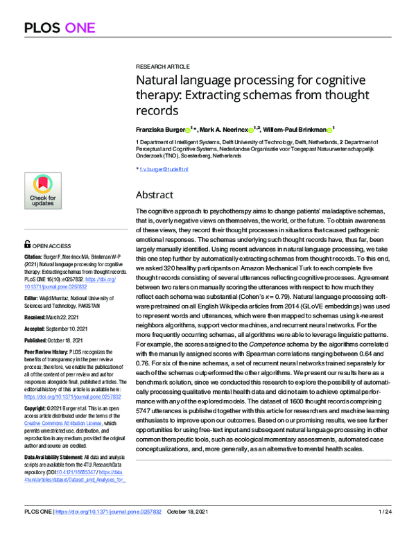 (PDF) Natural language processing for cognitive therapy: Extracting ...