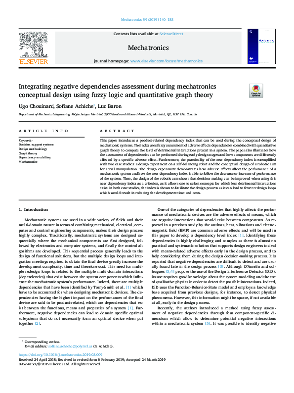 (PDF) Integrating negative dependencies assessment during mechatronics conceptual design using ...
