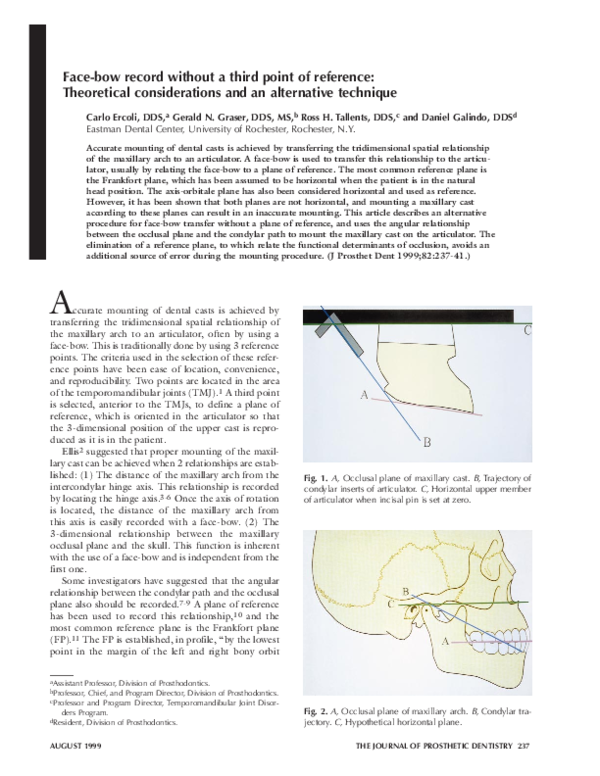 (PDF) Face-bow record without a third point of reference: Theoretical ...
