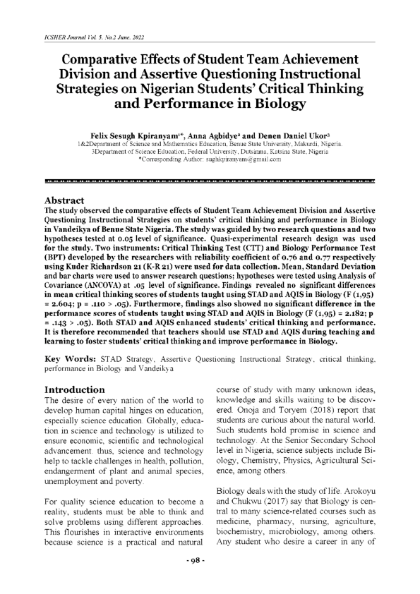 (PDF) Comparative Effects of Student Team Achievement Division and ...