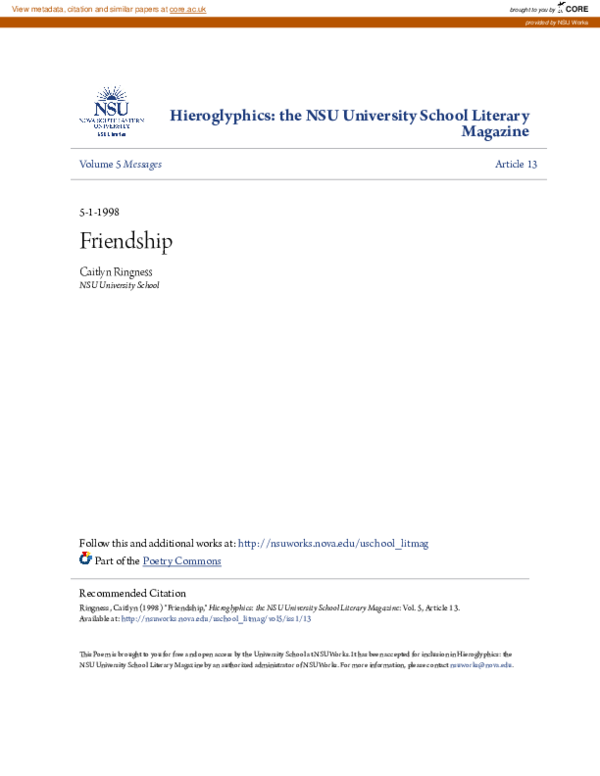 (PDF) Friendship