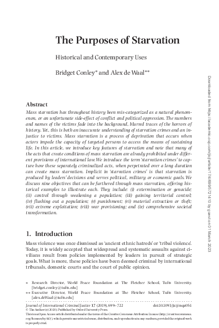 (PDF) The Purposes of Starvation