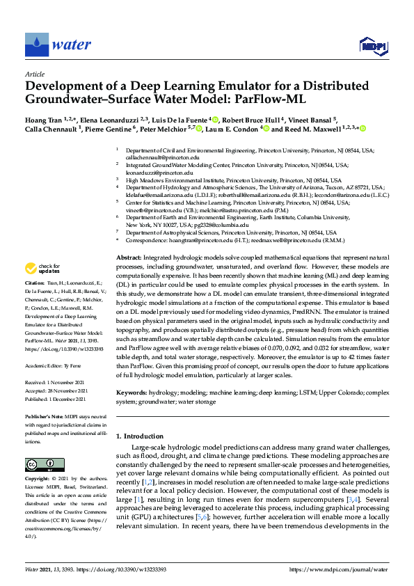 (PDF) Development of a Deep Learning Emulator for a Distributed Groundwater–Surface Water Model ...