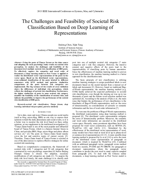 (PDF) The Challenges and Feasibility of Societal Risk Classification Based on Deep Learning of ...