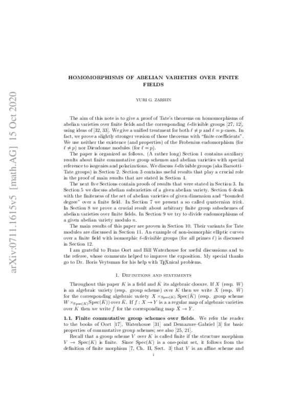 Pdf Homomorphisms Of Abelian Varieties Over Finite Fields