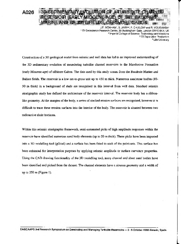 (PDF) 3D Sedimentary Evolution of a Turbidite Channel Reservoir (Early ...
