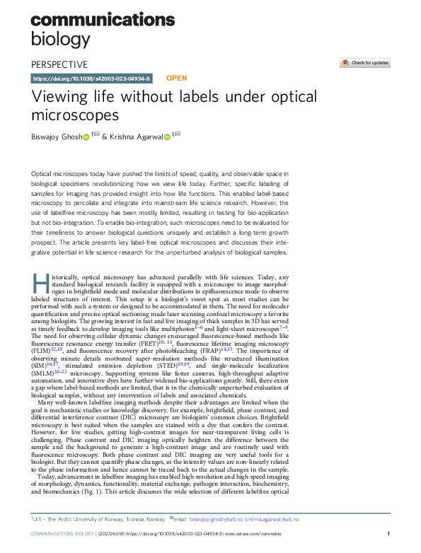 (PDF) Viewing life without labels under optical microscopes