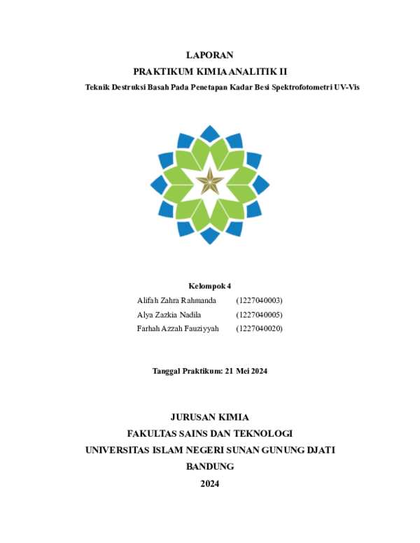 (PDF) Laporan Praktikum Kimia Analitik II : Teknik Destruksi Basah Pada ...