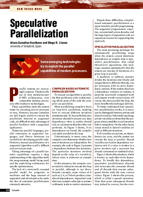 (PDF) Speculative parallelization (PDF) Speculative parallelization
