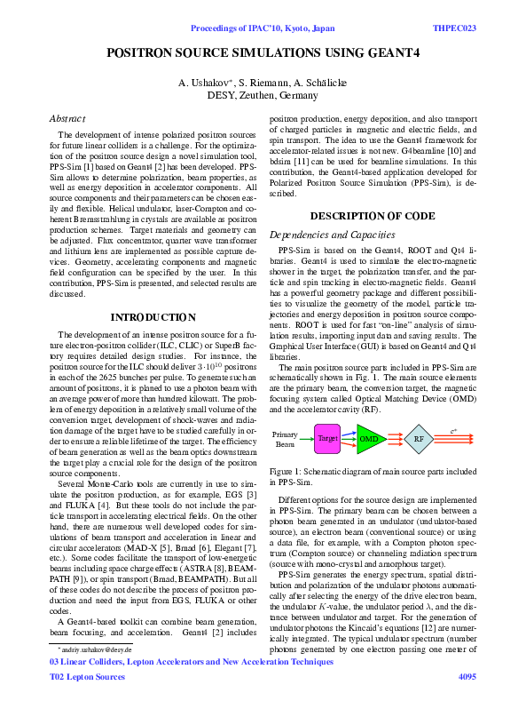 (PDF) Positron Source Simulations using Geant4
