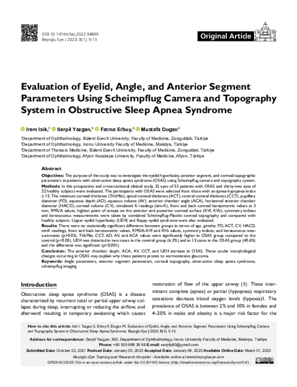 (PDF) Evaluation of eyelid, angle and anterior segment parameters using ...