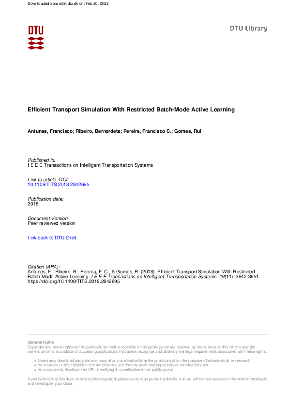 (PDF) Efficient Transport Simulation With Restricted Batch-Mode Active Learning