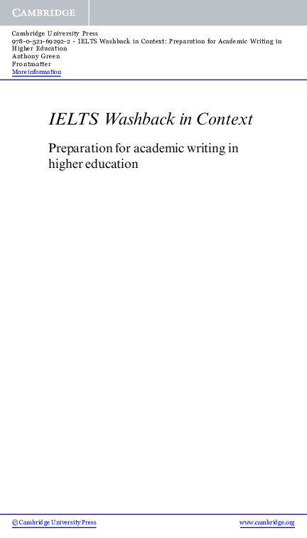 (PDF) IELTS washback in context: Preparation for academic writing in higher education