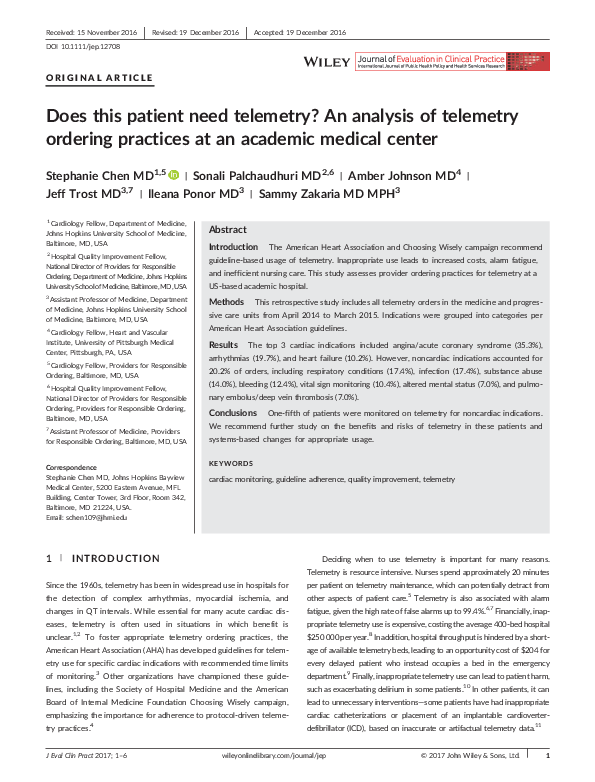 (PDF) Does this patient need telemetry? An analysis of telemetry ...