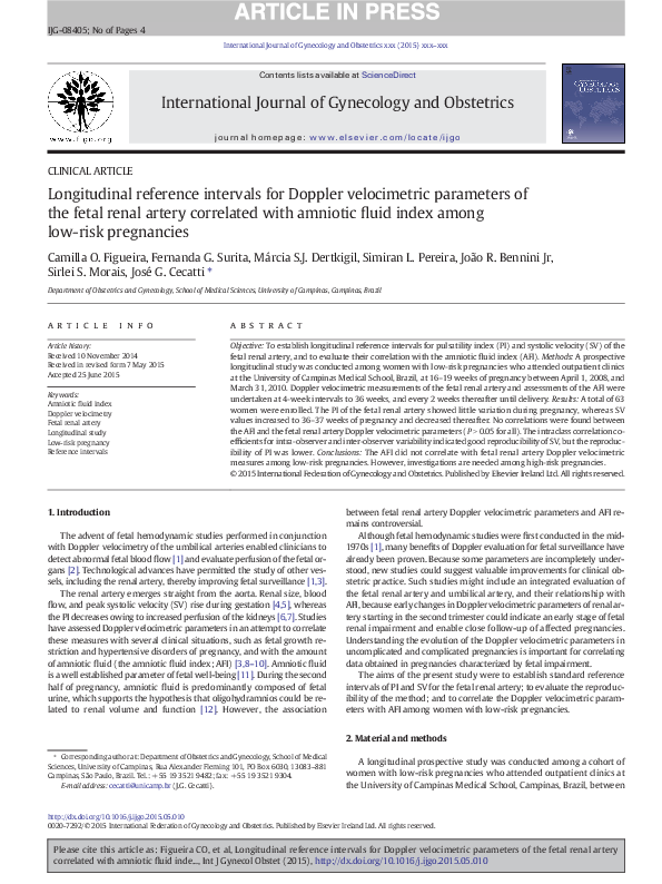 (PDF) Longitudinal reference intervals for Doppler velocimetric parameters of the fetal renal ...