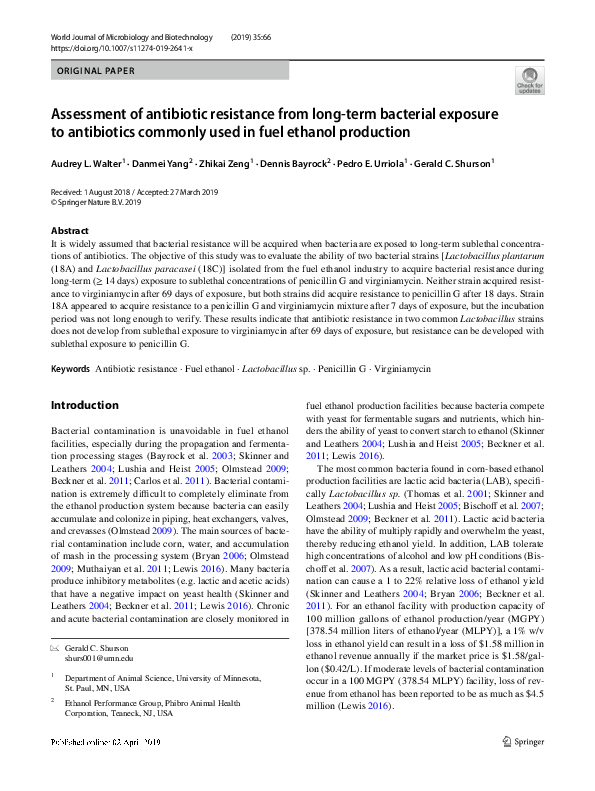 (PDF) Assessment of antibiotic resistance from long-term bacterial ...
