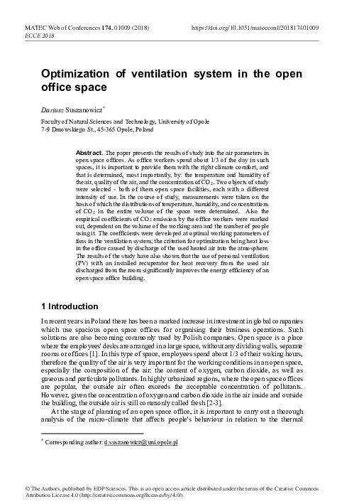 (PDF) Optimization of ventilation system in the open office space