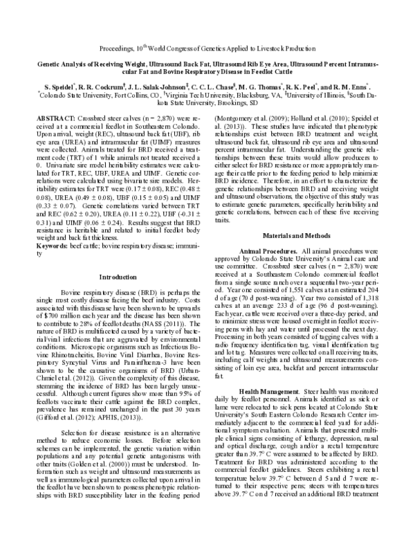 (PDF) Genetic Analysis of Receiving Weight, Ultrasound Back Fat ...