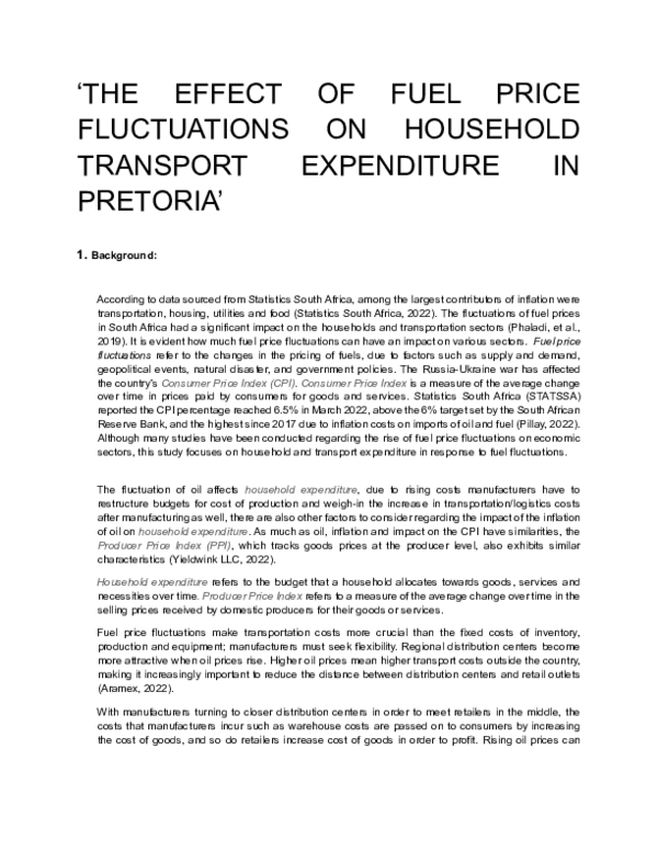 (PDF) 'THE EFFECT OF FUEL PRICE FLUCTUATIONS ON HOUSEHOLD TRANSPORT ...