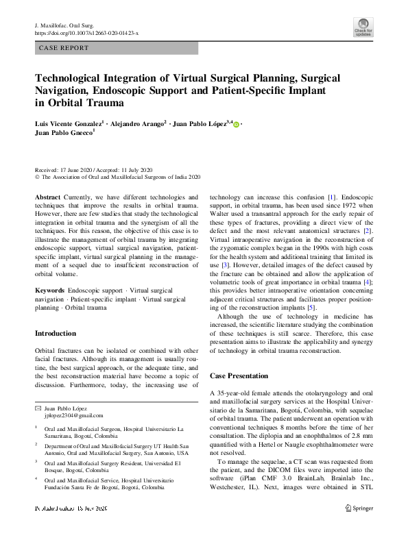 (PDF) Technological Integration of Virtual Surgical Planning, Surgical Navigation, Endoscopic ...