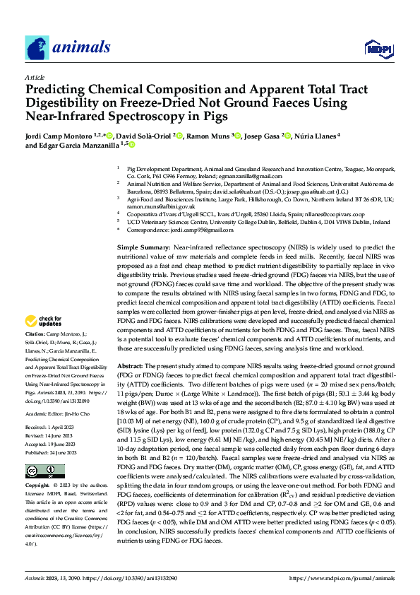 (PDF) Predicting Chemical Composition and Apparent Total Tract ...