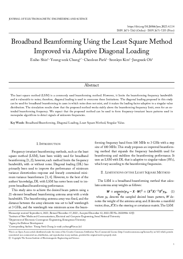 (PDF) Broadband Beamforming Using the Least Square Method Improved via ...