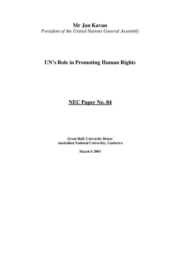 (PDF) UN's role in promoting human rights | Jan Kavan - Academia.edu