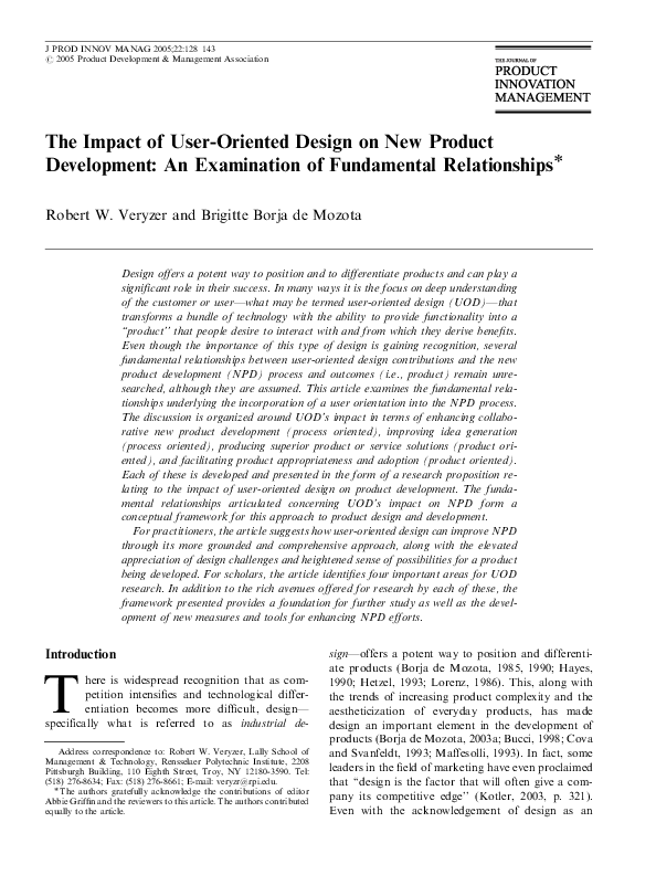 (PDF) User-Oriented Design's Role in Product Development