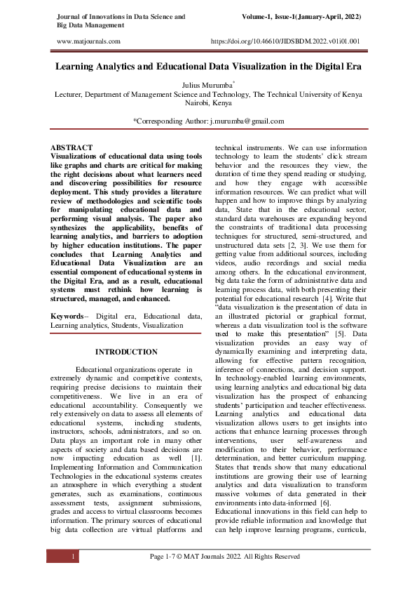 (PDF) Learning Analytics and Educational Data Visualization in the Digital Era