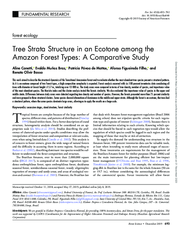 (PDF) Tree Strata Structure in an Ecotone among the Amazon Forest Types ...