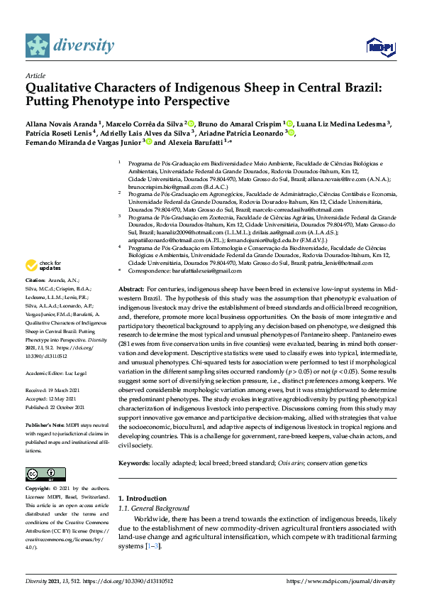 (PDF) Qualitative Characters of Indigenous Sheep in Central Brazil: Putting Phenotype into ...