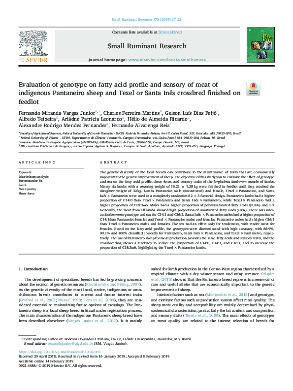 (PDF) Evaluation of genotype on fatty acid profile and sensory of meat ...