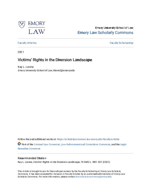 (PDF) Victims’ Rights in the Diversion Landscape
