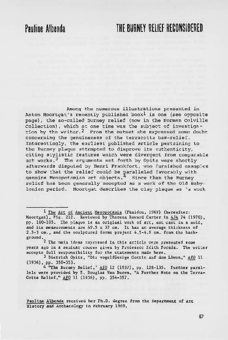 (PDF) The Burney Relief Reconsidered