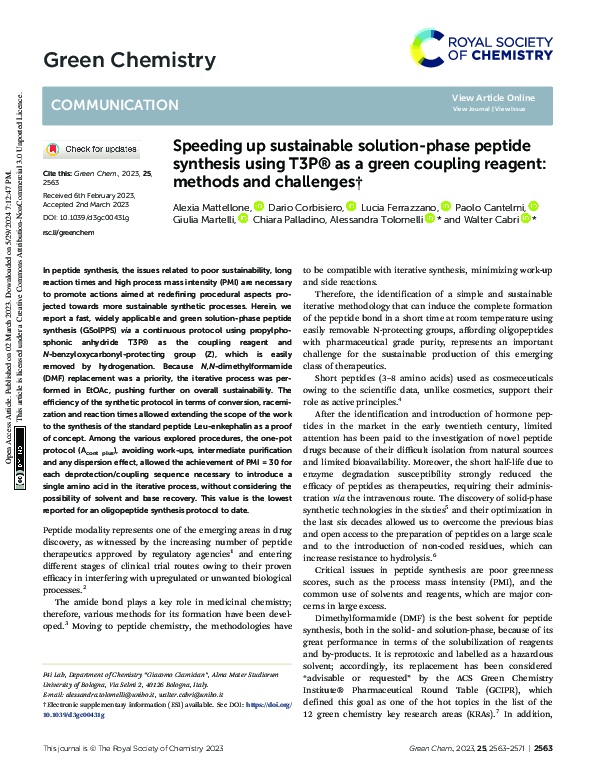 (PDF) Speeding up sustainable solution-phase peptide synthesis using ...