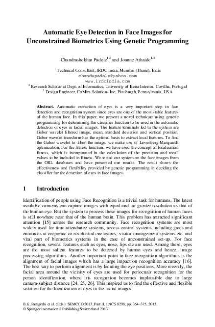 (PDF) Automatic Eye Detection in Face Images for Unconstrained ... (PDF) Automatic Eye Detection in Face Images for Unconstrained ...